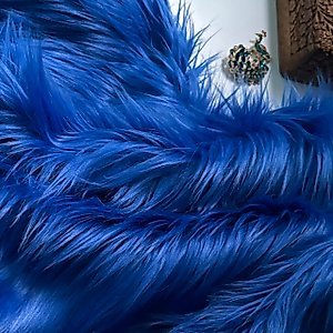 Bianna Royal Blue Luxury Faux Fur Fabric, by The Yard, American Seller, Shag Shaggy Material for Crafting, Sewing, Costumes, Fursuits, Home Decor (1 Yard - 36x60 inches)