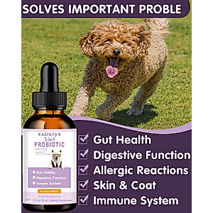 Probiotics for Dog | 60ML Liquid Probiotics for Dogs Support Gut Flora, Digestive Health & Diarrhea| Dog Digestive Enzymes & Prebiotics | Dogs Probiotics Allergies & Itchy Skin Relief | Roast Chicken