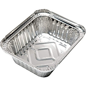 Aluminium Disposable Foil Food Container with Lids (Pack of 50) Reusable Takeaway Containers, Great for Baking Roasting Cooking Food Storage, 14 x 12 x 5cm
