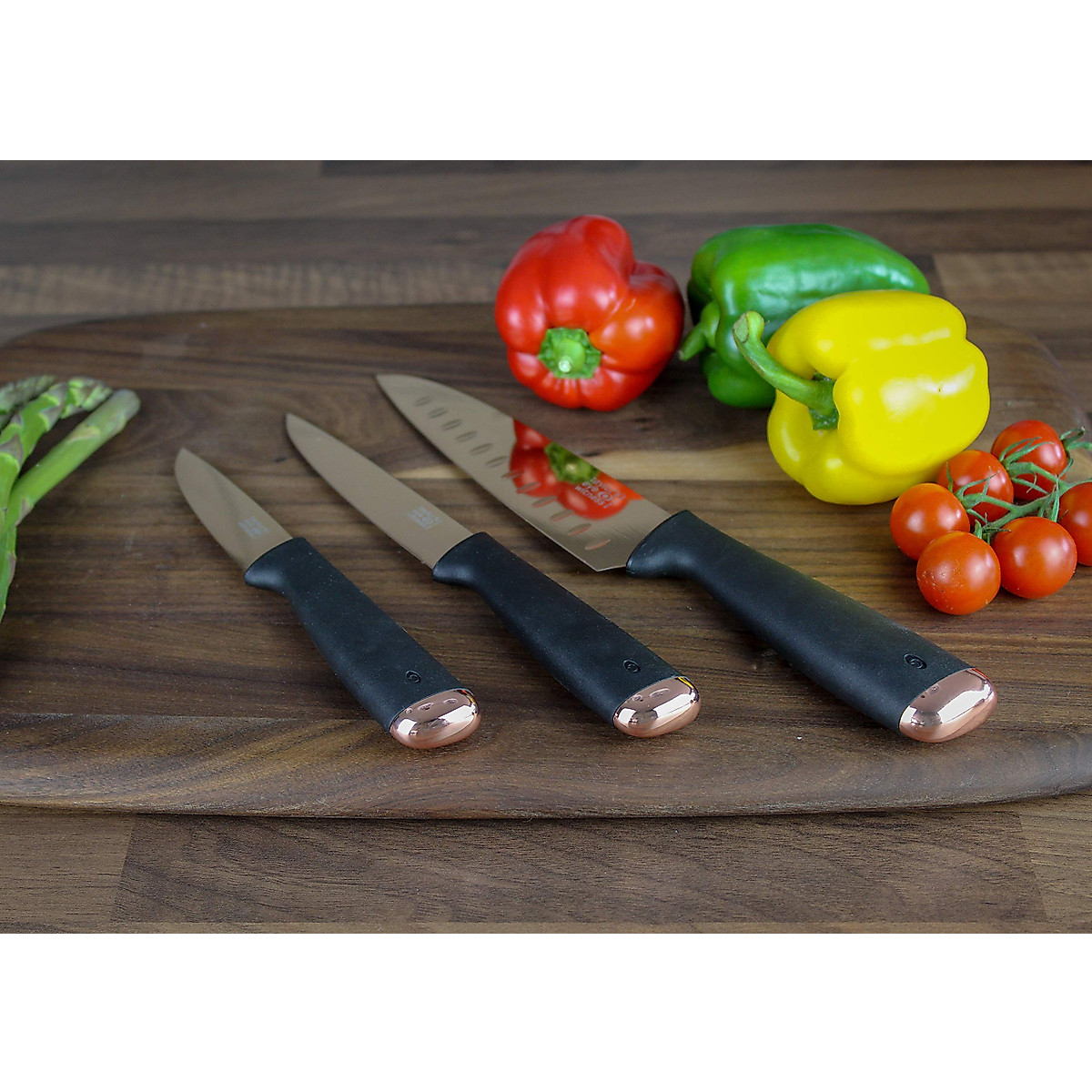 Taylors Eye Witness Juno Chrome 3 Piece Starter Knife Set - Paring, Utility & Santoku Knives. Precision Taper Ground. Strong Over Moulded Handle. 5 Year Guarantee