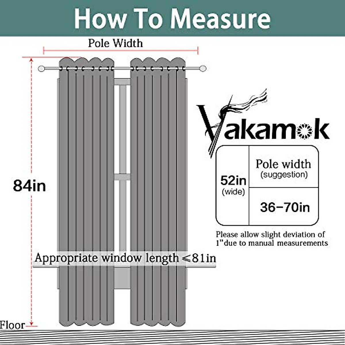 Yakamok 100% Blackout Curtains 84 Inches Long, 2 Thick Layers Heat and Full Light Blocking Soft Thermal Insulated Drapes for Bedroom(52" Wide Each Panel, Grey, 2 Panels)
