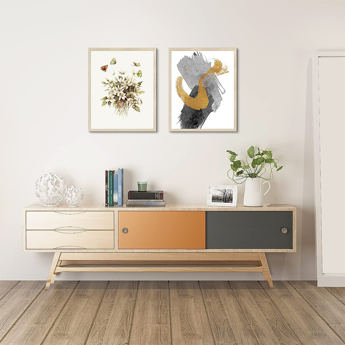 Golden State Art, 16x20 Picture Frame - 11x14 Photos with Ivory Mat or 16x20 Pictures Without Mat - Real Glass, Wall Display for Poster, Picture, Portraits, Artwork - Set of 3, Beige