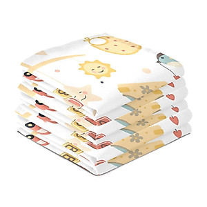 SLHKPNS Baby Shower Set Cute Cartoon Kitchen Dish Towel Set of 1, Lovely Animals 18x28in Absorbent Dishcloth Reusable Cleaning Cloths for Household Use