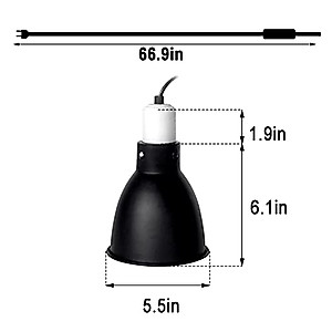 BNOSDM Reptile Light Fixture 5.5 Inch Reptile Lamp Fixture Optical Reflection Cover with Switch Reptile Heat Lamp Fixture for Bearded Dragon Hermit Crab Snake Gecko(L)