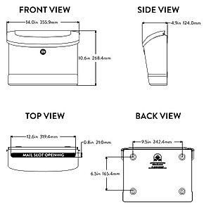 Architectural Mailboxes Princeton Galvanized Steel, Locking, Wall Mount Mailbox, 2572B-10, Black, Medium Capacity