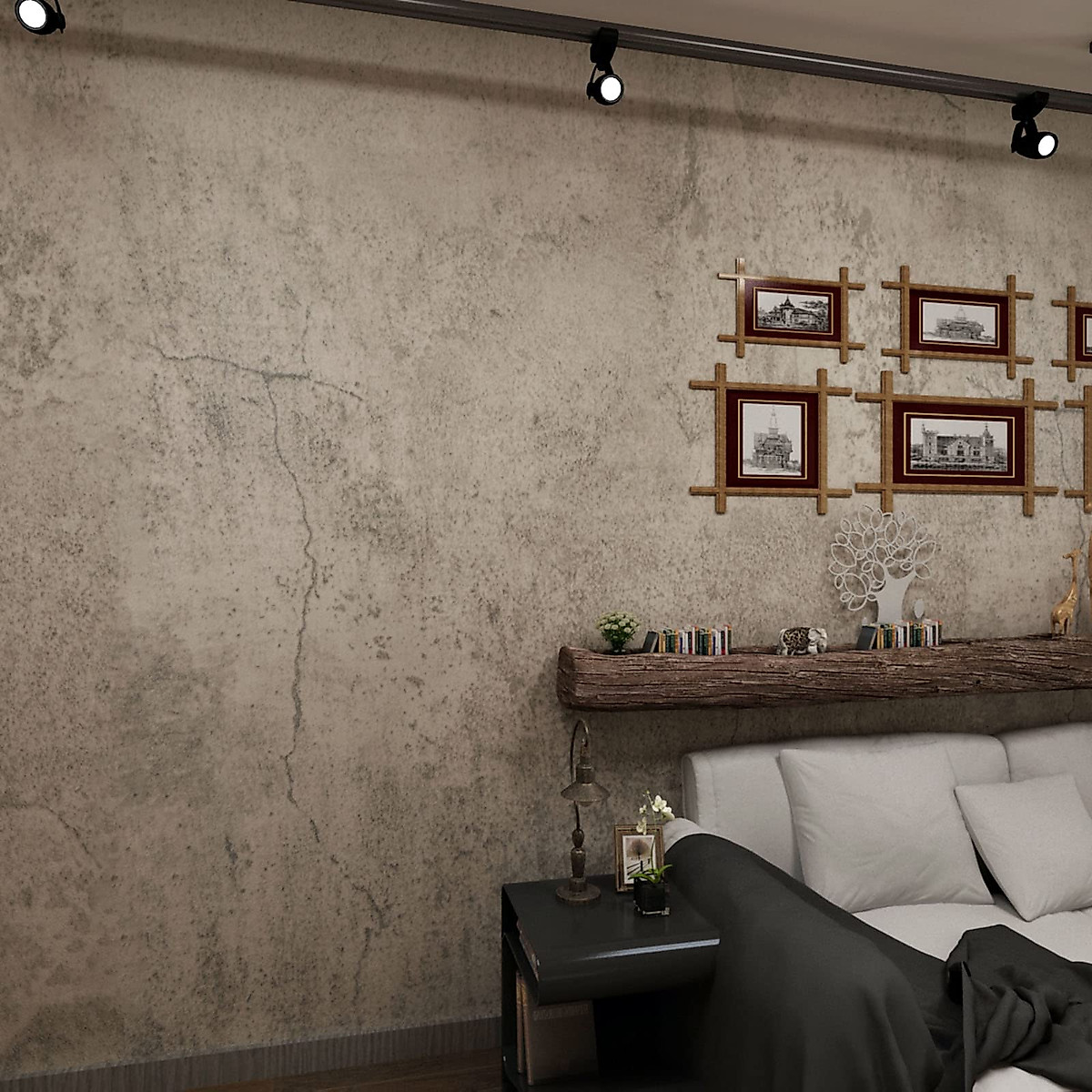 3yecao 31"×354" Extra Thicker Light Brown Grey Concrete Contact Paper Gray Concrete Wallpaper Peel and Stick Wide Viny Wrap 3D Textured Cement Waterproof Wall Sticker for Walls Bedroom Bathroom Gym