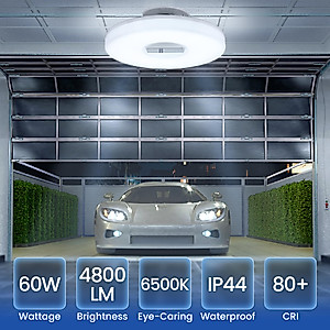 ElectricWise 2 Pack 60W LED Ceiling Light Bulb, 6500K 4800 LM Ultra Thin Round White Flat LED Light Bulb, for Home Lighting, Garage, Workshop, Basement Energy Saving LED Lamp with Folded E27 Base