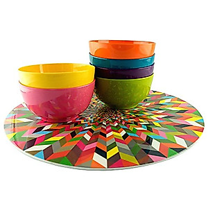 French Bull Lazy Susan Large Melamine Rotating Dinnerware Platter Turntable Table, Serving, Party, Kitchen, Organizing, Pantry, Cabinet, 15-inch, Ziggy