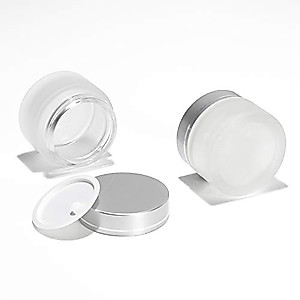 12 Pack 30ml 1 oz Matte Clear Glass Jars with Silver Lids & Inner Liners,Round Containers Travel Jars for Cosmetics, Eye Shadow, Makeup and Face cream Lotion.