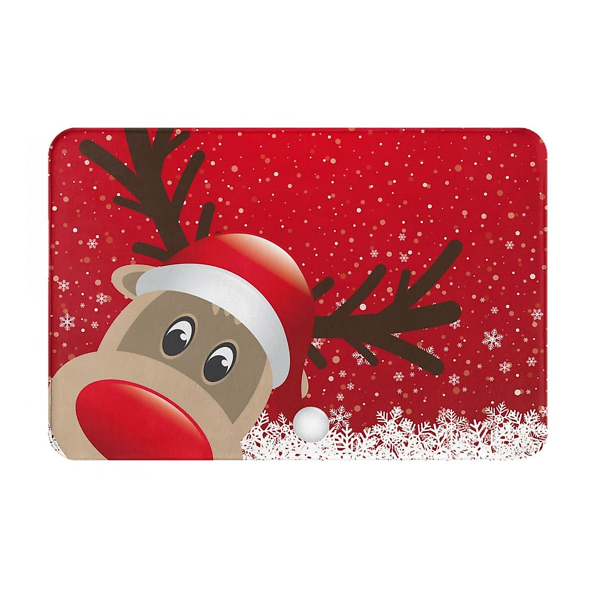 Door Mat 16 x 24 in Merry Christmas Cute Cartoon Elk Print Non-Slip Floor Mats Front Door Welcome Carpet for Indoor Outdoor