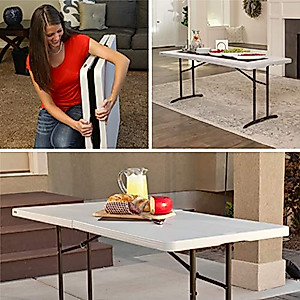 Lifetime 80382 Commercial Fold-In-Half Table, 6-foot, Almond