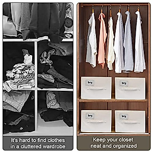 2Pcs Closet Wardrobe Clothes Organizer with Cover for Folded Clothes with Support Board, 8 Grids Drawer Organizers for Clothing Jeans Pants Scarf Leggings Organizer for Closet Organization (Beige)