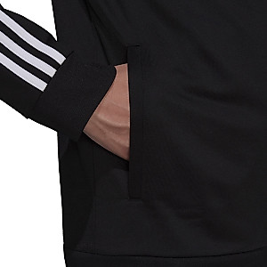 adidas Men's Essentials Warm-Up 3-Stripes Track Top, Black/White, X-Large