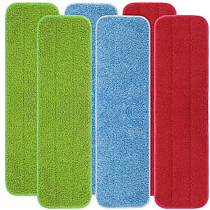 LTWHOME 18" Multi-Color Combination Microfiber Commercial Mop Refill Pads Fit for Wet or Dry Floor Cleaning (Pack of 6)