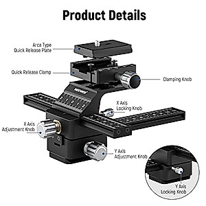 NEEWER 4-Way Macro Focusing Rail Slider with Quick Release Plate, 1/4”-20 Thread for Macro Photography and Close-Up Shooting, Compatible with Canon Nikon Fujifilm Sony DSLR Mirrorless Camera