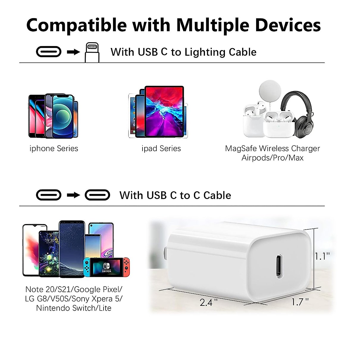 iPhone 15 14 13 USB C Fast Charge Block,USB C Wall Charger 20W PD Fast Charging Block Type C Brick Power Adapter Plug Box for iPhone 15 Pro Max/ 15 Pro /15 Plus/15 14 13 12 11 X/iPad
