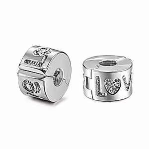 JewelrieShop Clip Spacer Charm for Bracelet Clip Lock Stopper Bead Spacer European Openable Bead (#06S, 2pcs)