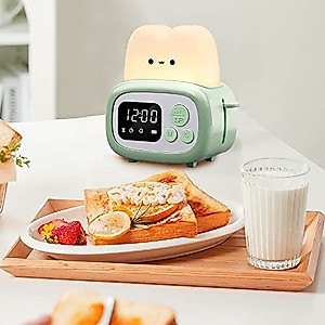 QANYI Small Timer Clock Toaster Lamp, Cute Night Light with Time Management Tool and Table Clock Alarm Digital Timer for Kids, ABS+PC Kids Lamp Birthday Gifts for Teen Toddler Baby Girls Boys