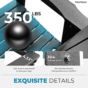 FRUITEAM High-Adirondack-Chairs Set of 2 with Connecting Tray, Outdoor Weather-Resistant Deck Chairs, Low-Maintenance Poly Balcony Chairs Set, for Patio, Poolside, Garden