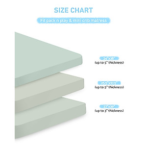 Babebay 2-Pack Mini Crib Sheets, Pack and Play Sheets Fitted for Pack N Play Mattress and Playard, Soft Jersey Knit Cotton for Baby (Sage Green)