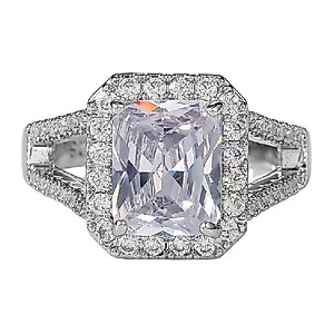 925 fashion engagement proposal princess square diamond ring female copper plated white k zircon sterling silver halo fashion ring cushion cut 3 carat 5A zircon wedding ring CZC015 (7)