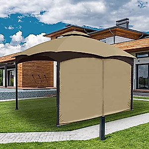 Gazebo Universal Replacement Privacy Curtains - Gafrem 10' x 10' Canopy Side Wall Privacy Panel with Zipper, 1 Panel Sidewall ONLY (Khaki)