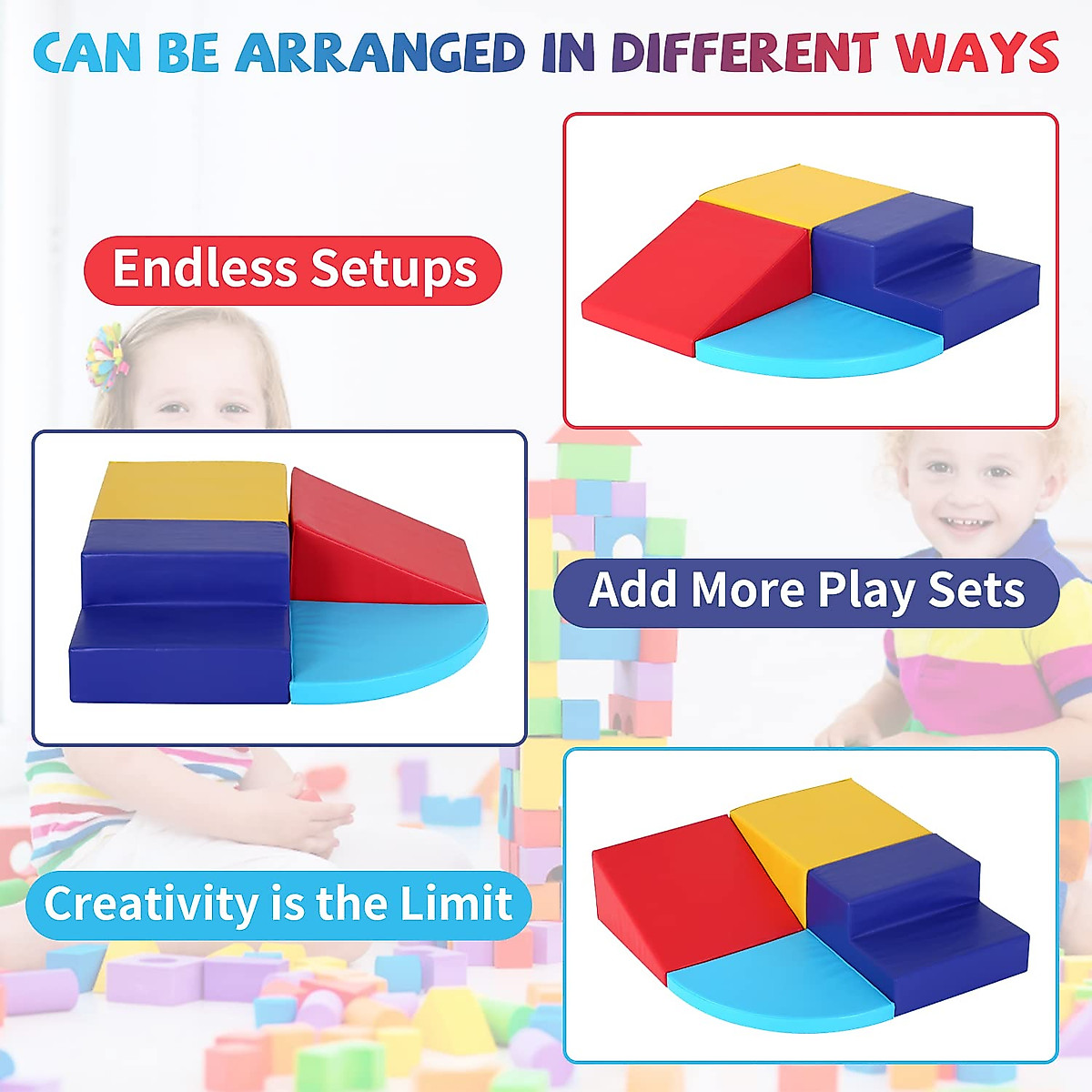 Kids Corner Climber 4-Piece Set Climbing Toys for Toddlers 1-3, Soft Babies Climb Foam Play Set Indoor Baby Crawling Foam Blocks Children Foam Toys for Kids Crawling and Sliding, Red