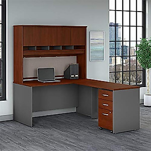 Bush Business Furniture Series C L Shaped Desk with Hutch and Mobile File Cabinet, 60W, Hansen Cherry