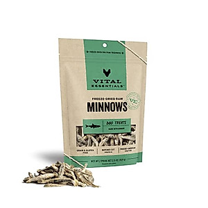 Vital Essentials Freeze Dried Dog Treats, Dog Snacks Made in The USA, All Natural Dog Treats, Great Training Treats for Dogs, Dried Minnows 2.5 oz