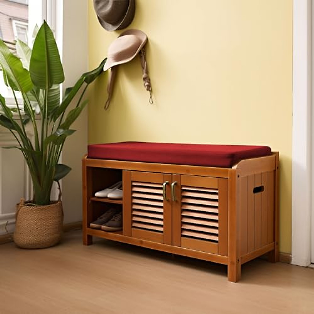 RULAER 30×14×2.5inch Bench Cushions,Red Non-Slip Seat Cushions for Patio Furniture,70D Thickened Foam Indoor/Outdoor Bay Window Cushion