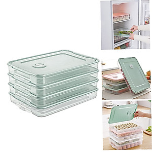 apofly 3PCS Fridge Food Holder Dumpling Storage Box Case Food Organizer Tray Container Single Layer Stackable with Lid Plastic Green