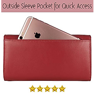 Mou Meraki Women RFID Blocking Real Leather Bifold Wallets For Women-Shield Against Identity Theft (WATERMELON)