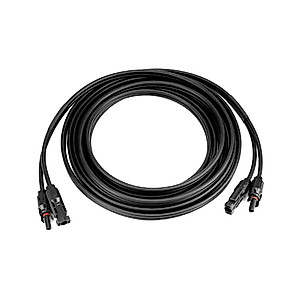 QWORK Solar Cable: 20-ft 2x10 AWG Twin Wire Solar Extension Cable, Copper Strand, Complete with Female and Male Connectors - Ideal for Homes, Shops, and RV Solar Panels