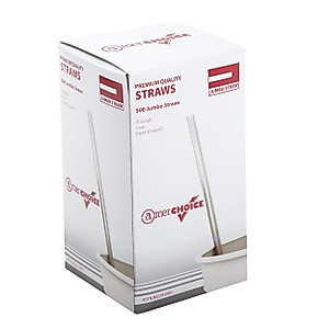 AmerCare 9 Inch Jumbo Clear Paper Wrapped Straws, Case of 12,000