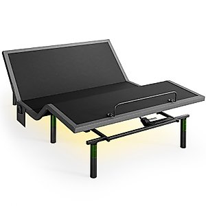 Marsail MS01 Queen Adjustable Bed Base Frame, 4 Ports USB A&C Adjustable Bed Base with Under-Bed Nightlight, 3 Minutes Fast Assembly, Wireless Remote Control Adjustable Bed with 4 Height Options