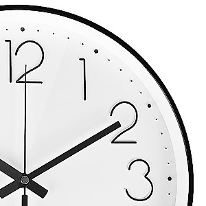 Yoiolclc Wall Clock Silent Non-Ticking Modern Round Wall Clocks Battery Operated for Kitchen, School, Office (10 Inch, Black)