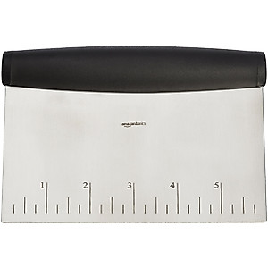 Lodge EC6D43 Enameled Cast Iron Dutch Oven, 6-Quart, Island Spice Red & Amazon Basics Multi-Purpose Stainless Steel Scraper/Chopper with Contoured Grip, 6-Inch