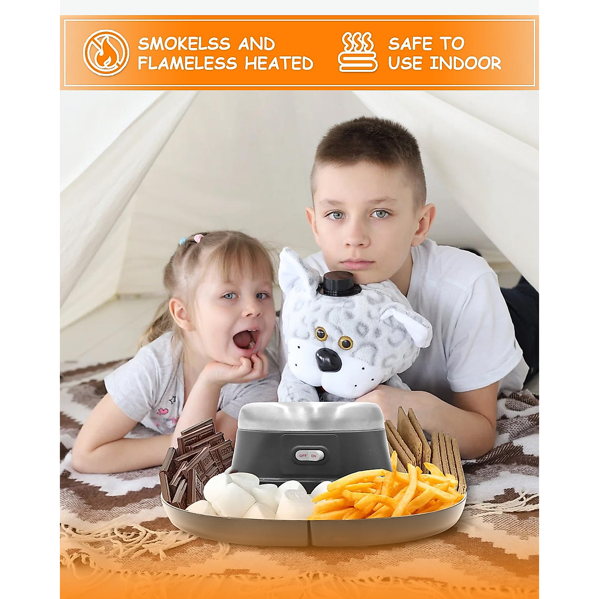 Smores Maker Tabletop Indoor Kit Smores Kit Flameless Electric S'mores Maker Marshmallow Roaster, Movie Night Supplies Housewarming Christmas Gifts 120V