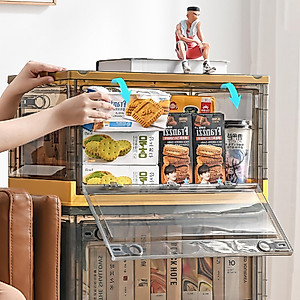 WMM Storage Bins with Lids 12Gal, Stackable Medium Storage Box, Dual Door Closet Storage Box, Foldable Storage Box for Homes and Dormitories(1Pack Blue)