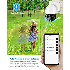 4K 8MP Outdoor PTZ IP POE Camera with Pan Tilt 20x Optical Zoom & Human Vehicle Detection, Speed Dome Security Camera with 320ft IR Night Vision, Auto Tracking, 2-Way Audio (Compatible for Hikvision)