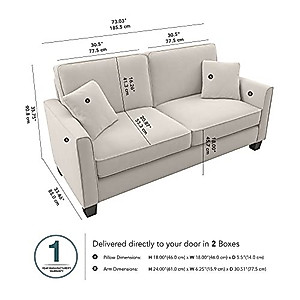 Bush Furniture Flare Sofa, 73W, Light Beige Microsuede