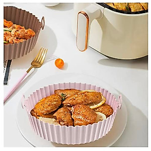 Air Fryer Silicone Liner, Non-Flammable and Non-stick Parchment Paper Replacement, Keep Air Fryer Clean, Fits 3QT - 5 QT… (Pink)