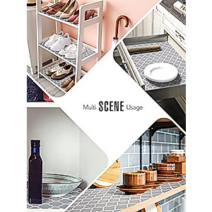 Jersow Shelf Liner for Kitchen Cabinets, 17.5inch x 30ft Non Adhesive Kitchen Drawer Liners, Food Grade EVA Cabinet Liners, Washable & Waterproof Kitchen Liners for cabinets and Drawers(Grey)