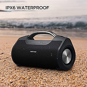 MIATONE 60W Portable Bluetooth Speaker with Titanium Subwoofer, Outdoor Waterproof Wireless Loud Portable Big Bluetooth Speakers, Build-in Power Bank for Camping Garden Party(Black)