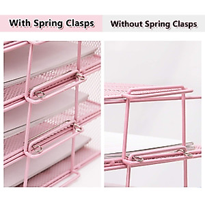 LUCYCAZ Paper Tray - Letter Tray Desk Organizer, 4 Tier Stackable Paper Tray Pink File Organizer for School and Office