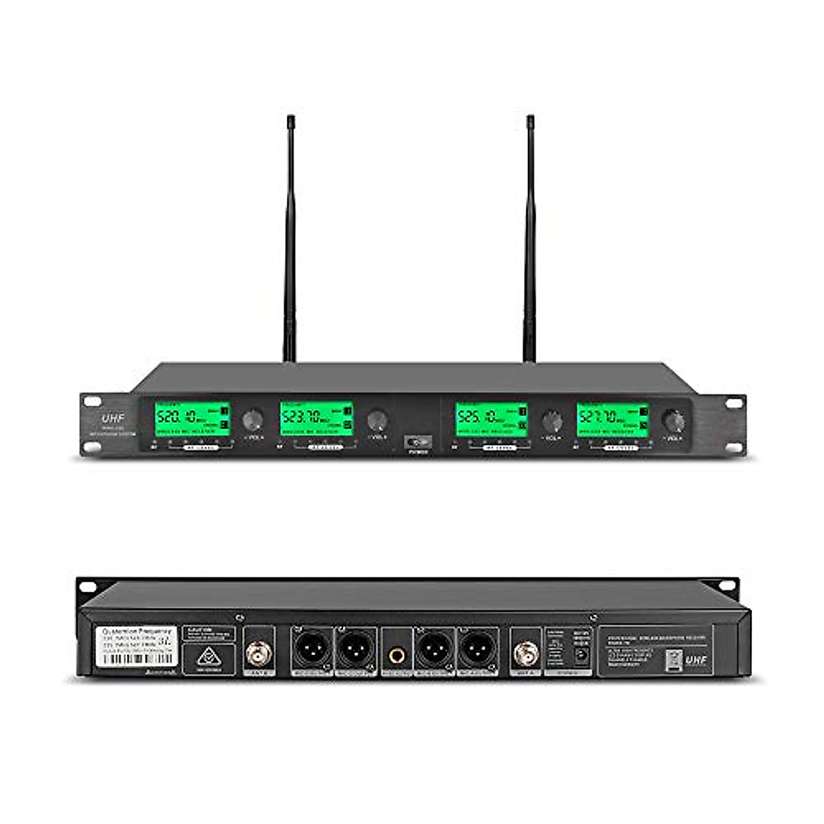 WENWEN Wireless Microphone System UHF 4 Channel 2 Handheld Mic 2 Headset 2 Lavalier Bodypack 2 Lapel Mic Pro Karaoke System Speaking Conference Wedding Party