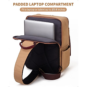 Celvetch Sling Bag for Men Women - Canvas Shoulder Bag Sling Backpack Laptop Messenger Bag for 15.6'' Crossbody Chest Bag Daypack for Travel - Coffee