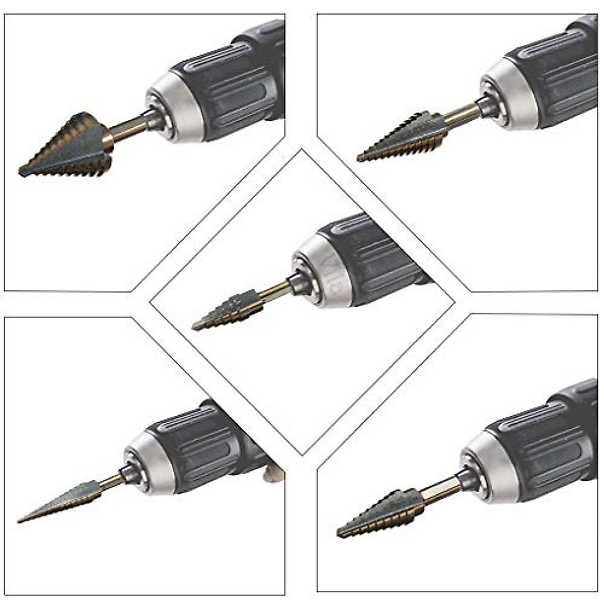 Vila 5-Pieces High Speed Steel Drill Set, Triangle-Shaped with Round Handle, Multiple Hole Sizes, Aluminum Case Included, for Laminates, Plastics, Plywood, Acrylic, Thin Metal
