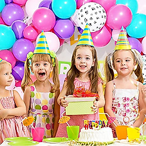 103 Paw Print Balloon Garland for Girls, Bone Shaped Foil Balloon Dog Paw Foil Balloons for Dog Kids Girls Birthday Party (Candy Color)