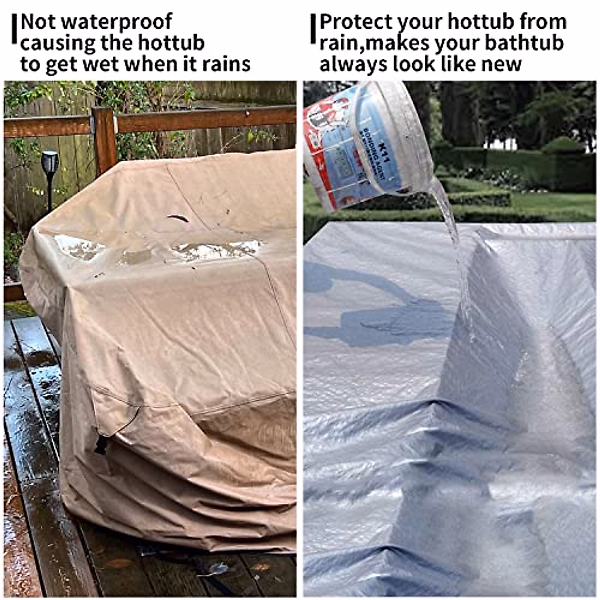 Hot Tub Cover Cap 84" Lx84 Wx 35" H Spa Cover Guard Water Proof hot tub Sun Shield
